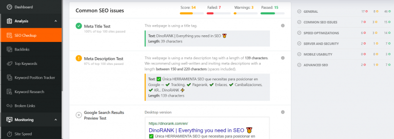 Tutorial completo de SEO Site Checkup